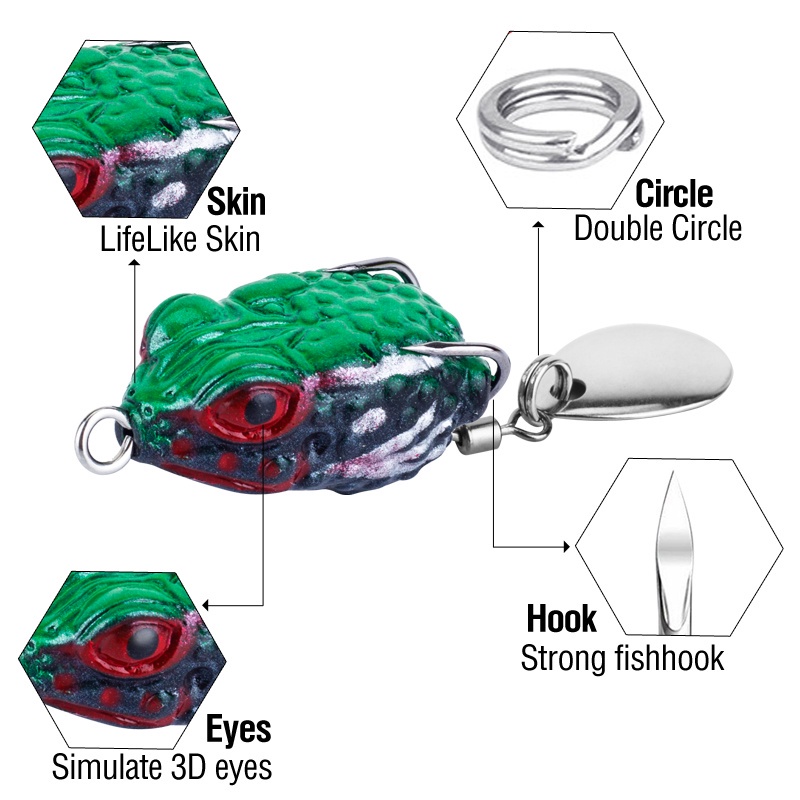 CREEKMOON 2.5cm/3g Mini Frog Casting Lure Soft Jump Frog Bait 8Colors ...