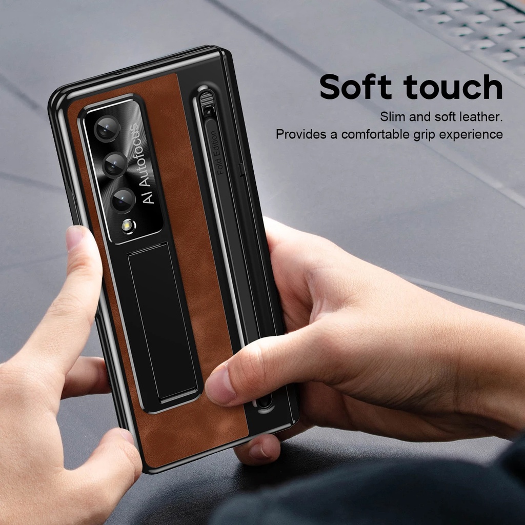 Retro Leather Folding Stand Phone Case For Samsung Galaxy Z Fold 4 ...