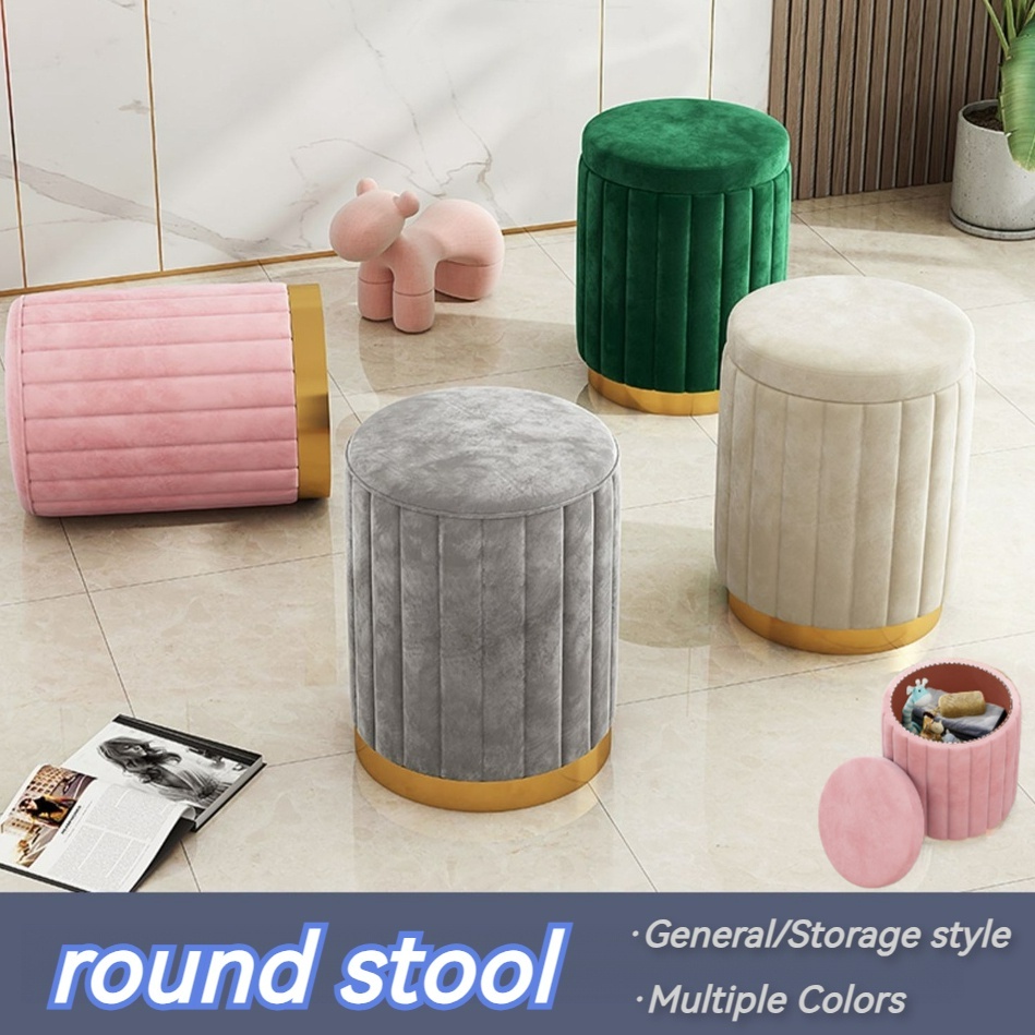 Storagable makeup stool Nordic luxury round stool chair Bedroom sofa ...