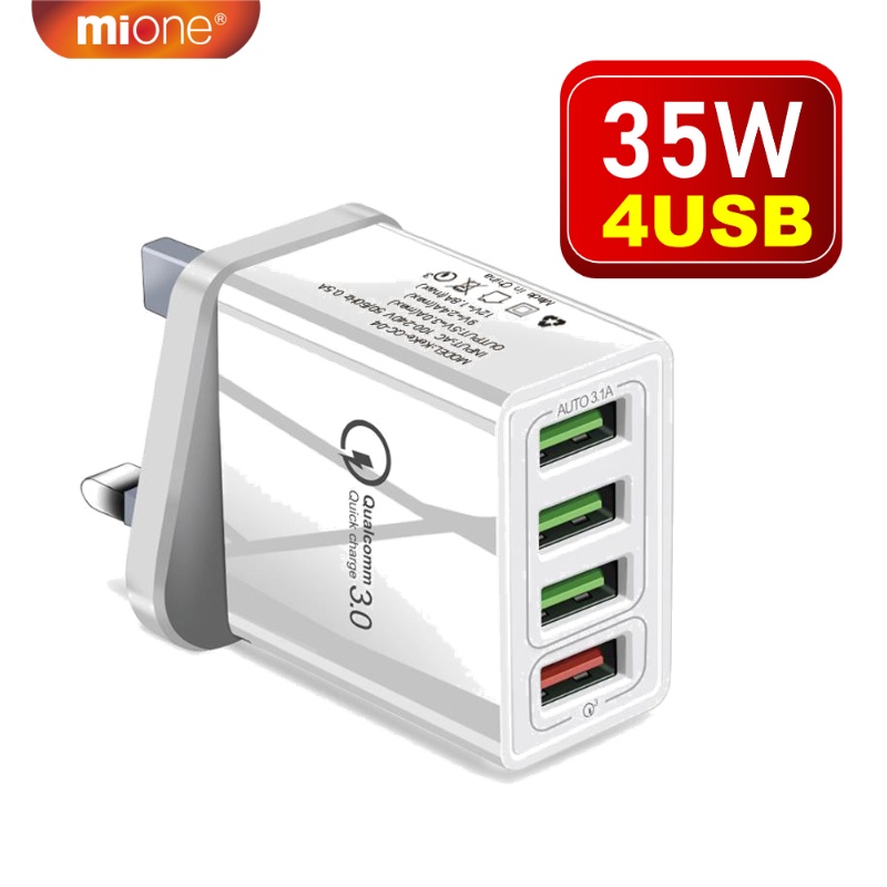 Mione 35W 6A Fast Charger USB Type C 7A Cable Multi Plug Portable Wall ...