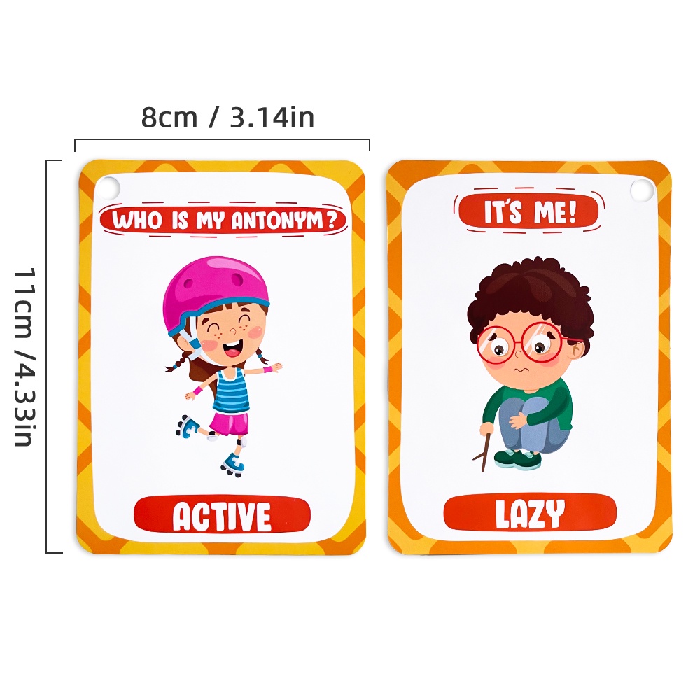 50PCS Antonyms Cognition Flashcards Children Sight English Words Cards ...