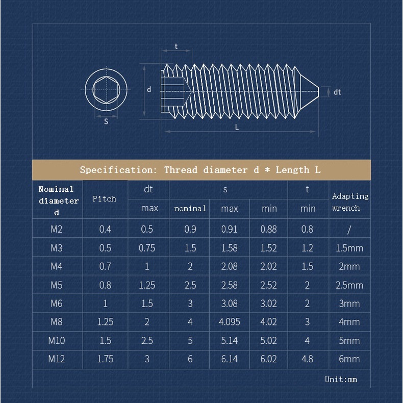 ^Lz^ M3 M4 M5 M6 M8 M10 316 Stainless Steel Allen Head Hex Hexagon Socket Set Screw Cone Point ...