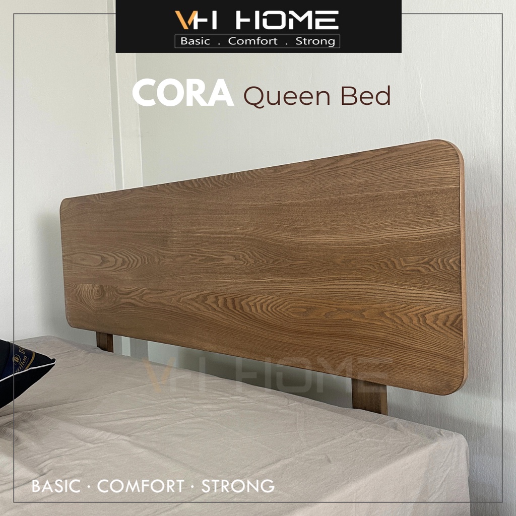 CORA Queen Bed Frame Katil Kayu Queen Queen Size Bed Katil Murah Wooden Queen Bed | Shopee Malaysia