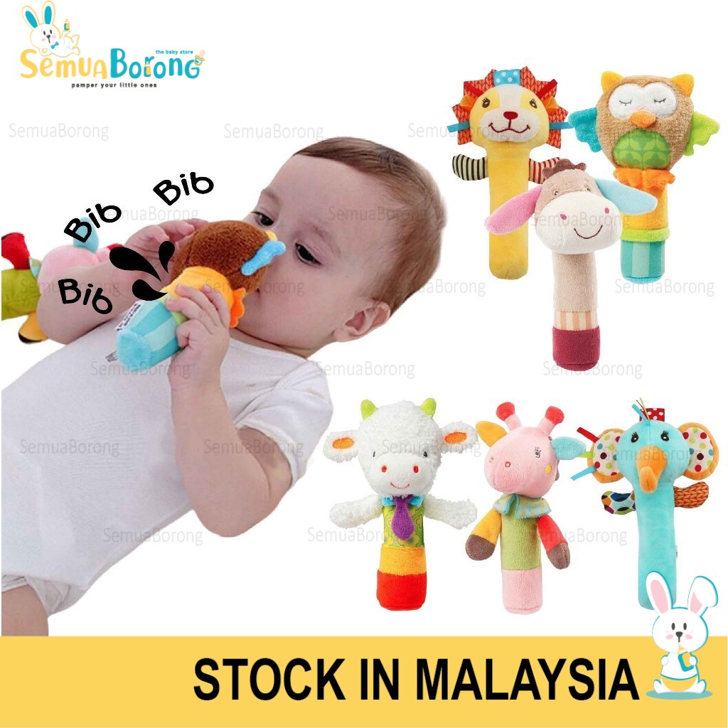 Baby Soft Plush Squeeze Rattle Ring Bell Sound Handbells Newborn Infant ...