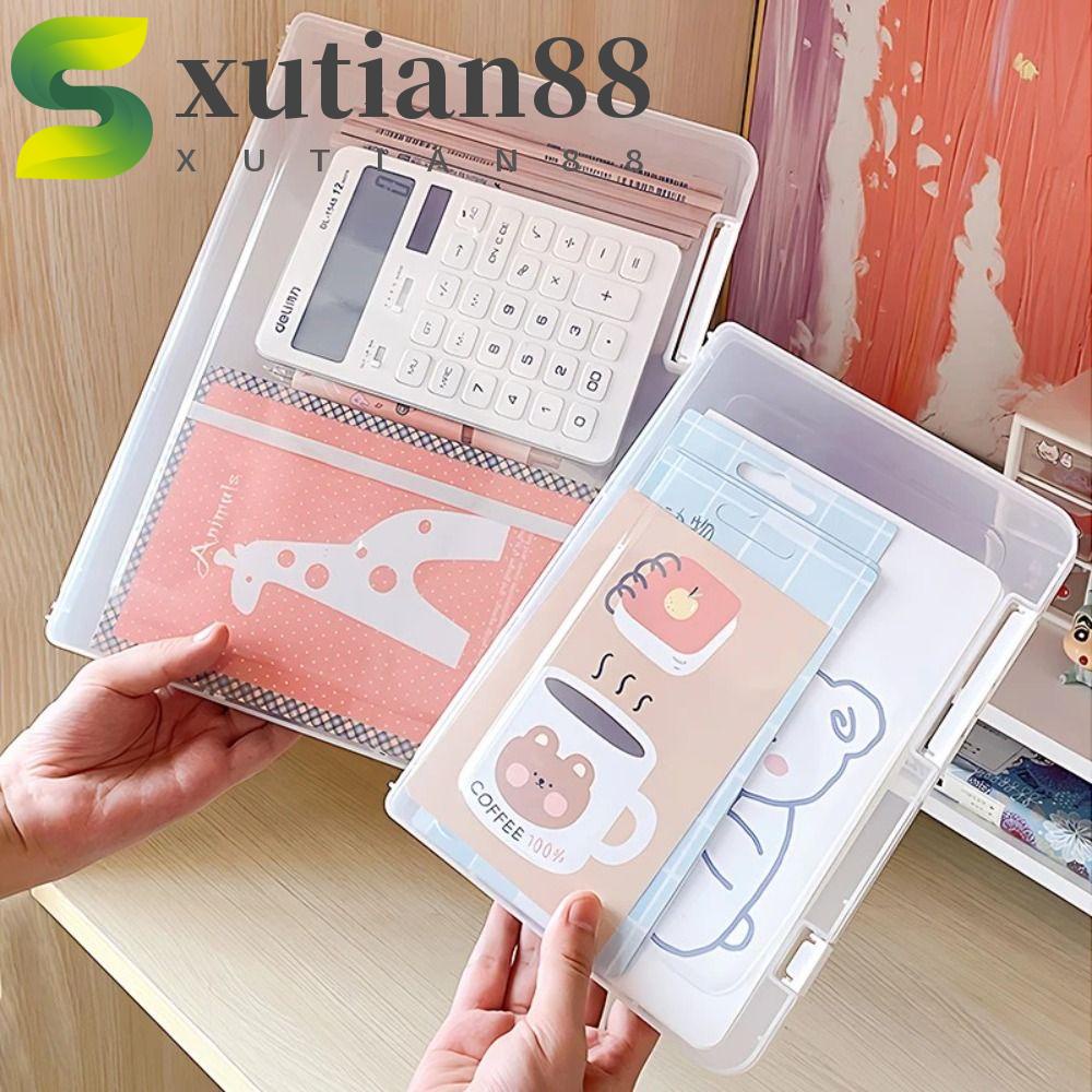 XUTIAN A4 Transparent Storage Box, Plastic Portable Document Paper ...