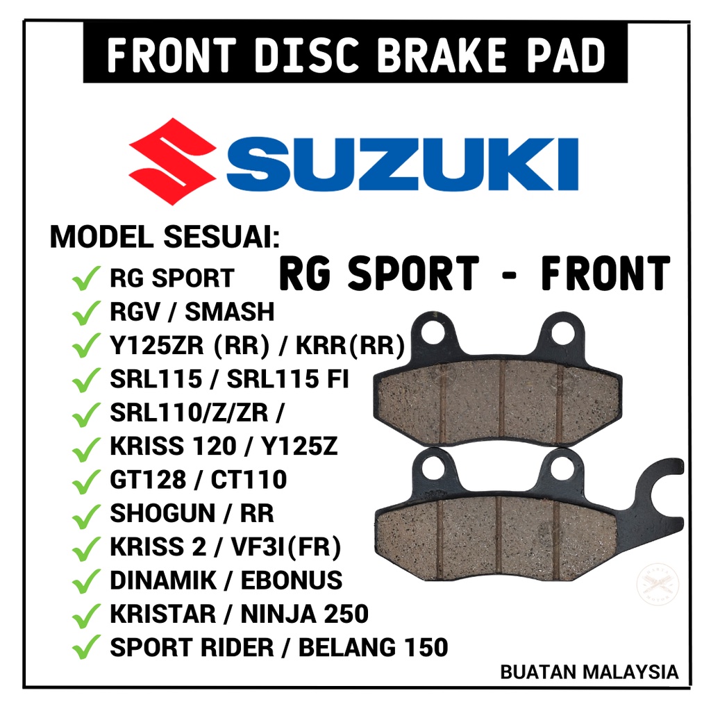 FRONT DISC BRAKE PAD RG SPORT - RGS RGV SMASH Y125ZR SRL115 FI KRISS ...