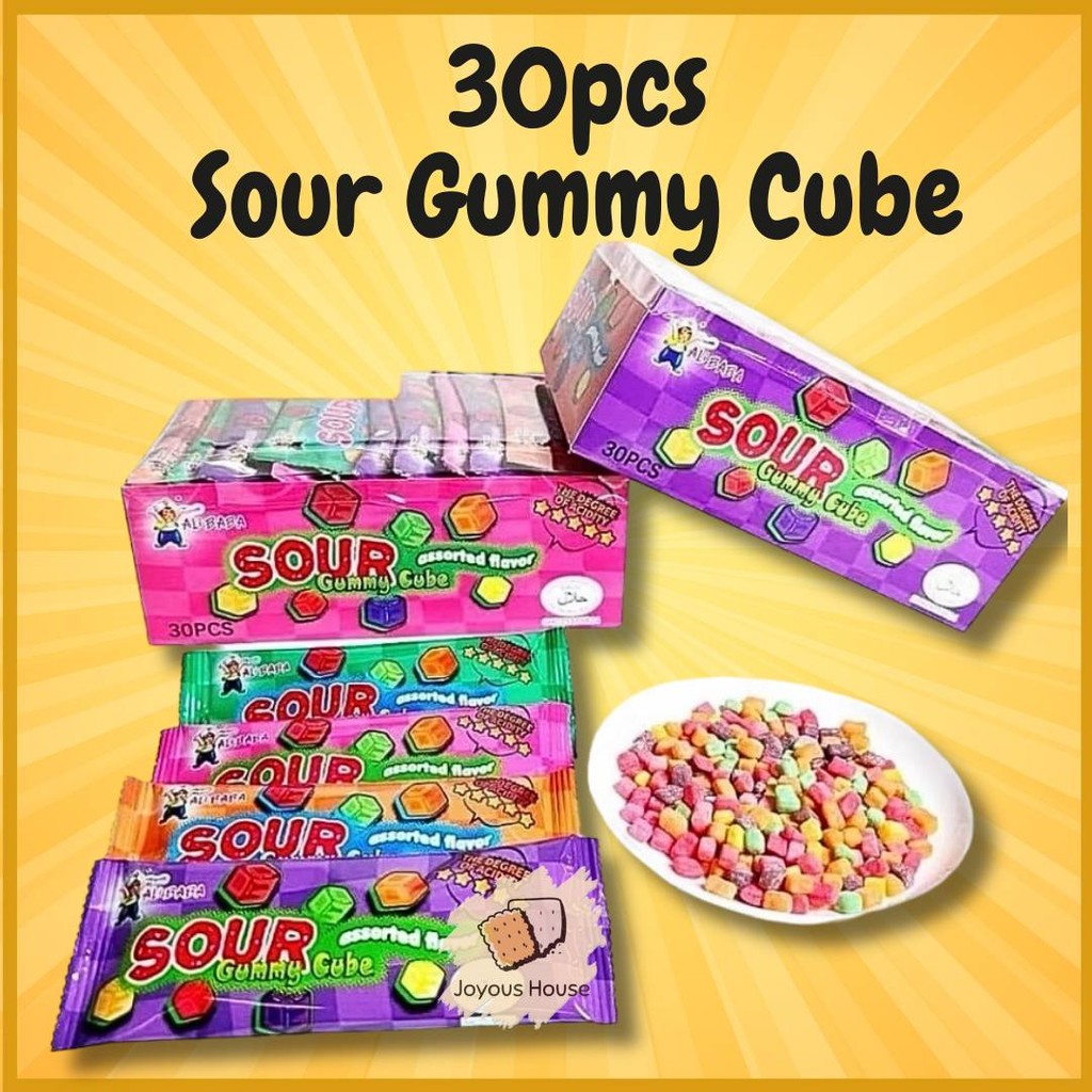 30pcs Ali Sour Gummy Cube Candy Assorted Fruit Flavours Masam Pelbagai ...