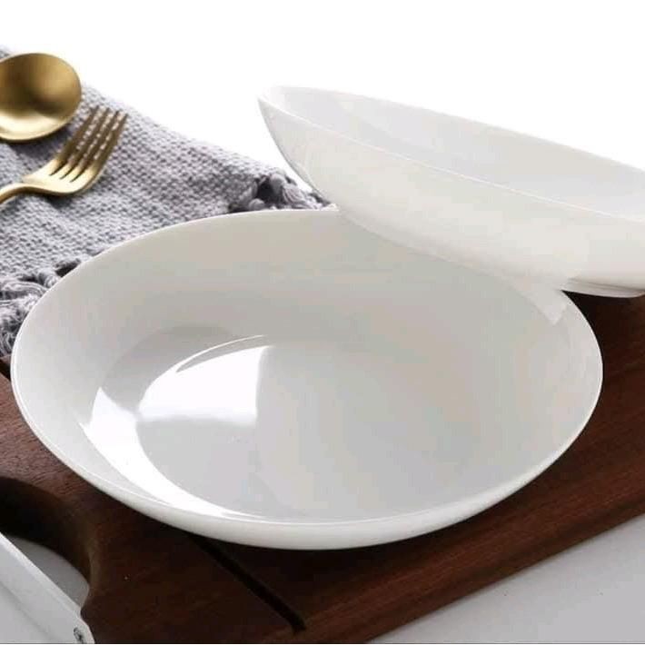 Set of 10 plain white round ceramic plates, diameter 20cm | Shopee Malaysia