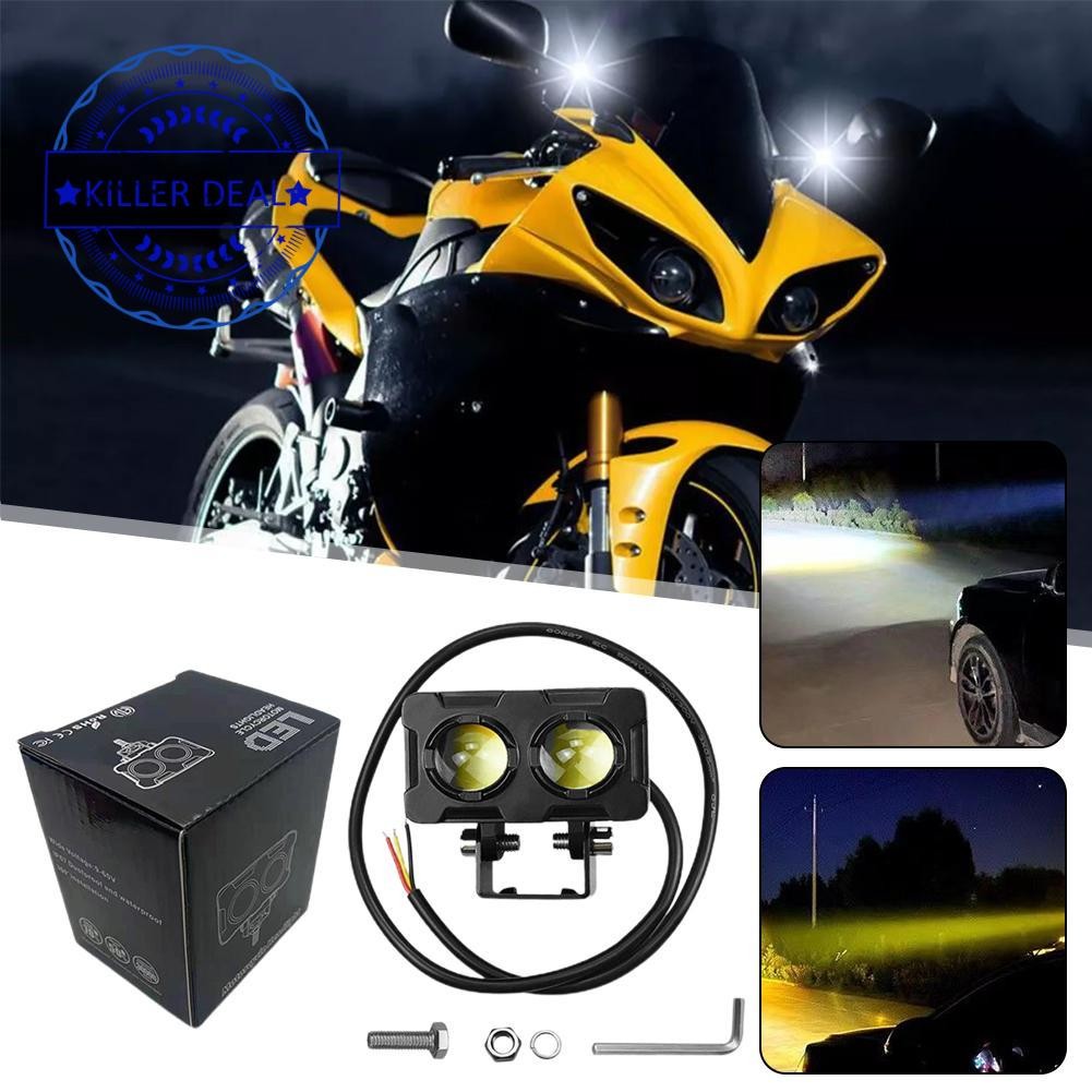 60w Motorcycle Led Lens Spotlight Double Lenses Spotlight Auxiliary Fog ...