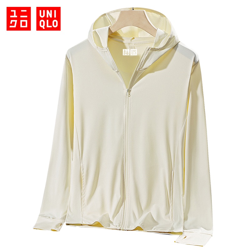 Uniqlo Men Jacket Airism UV Protection UPF 50+ Mesh Long Sleeve Full Zip Hoodie Outdoor Jacke ...
