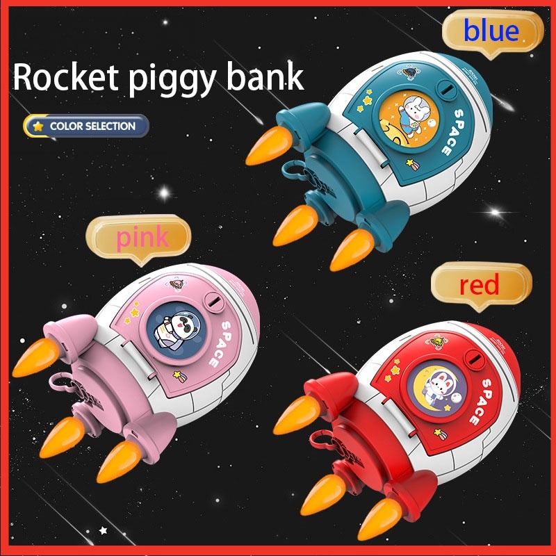 Rocket Piggy Bank Astronauts Can Access Big Space Children Play House ...
