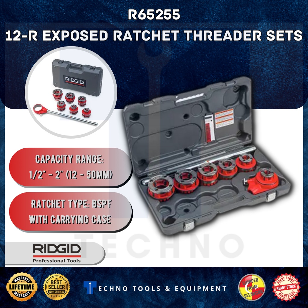 RIDGID 65255 RATCHET THREADER SETS BSPT – 1/2" TO 2" BSPT | Shopee Malaysia
