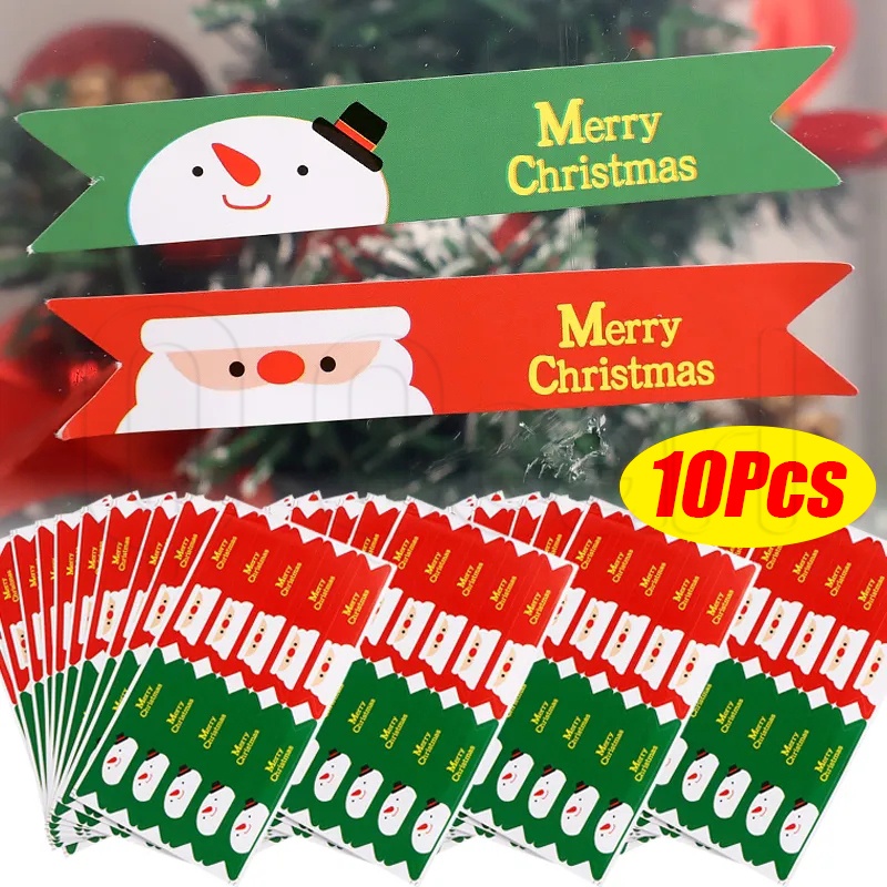 10Pcs/Set Xmas Gift Box Bag Baking Wrapping Seal Label Sticker ...
