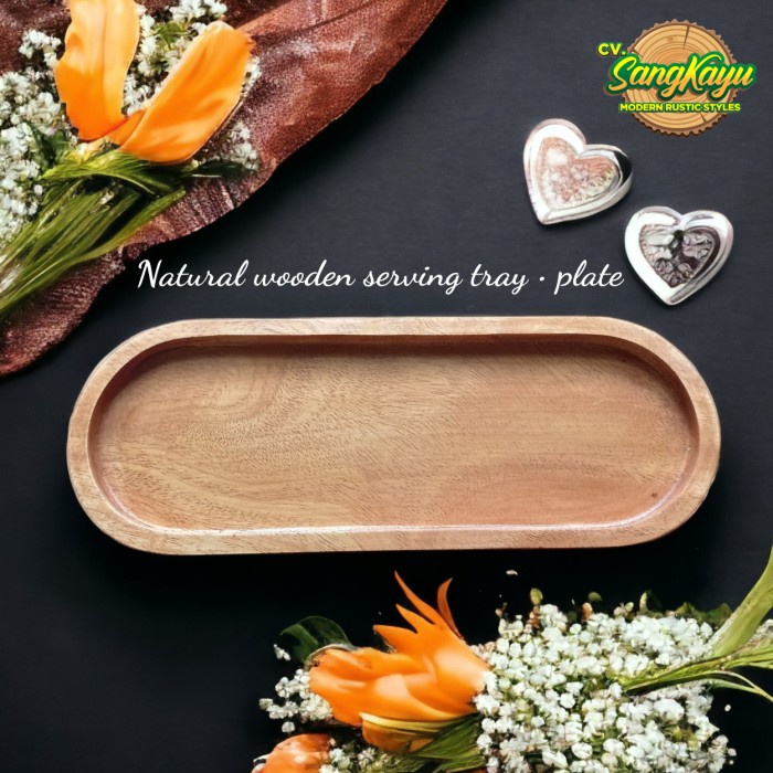 KAYU Oval Wooden tray 40x15 Wooden tray plate Wooden plate serving tray ...