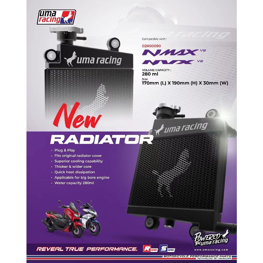 UMA RACING Big Radiator Y15ZR / LC135 / RS150 / LC V8 Fi / NVX NMAX V2 ...