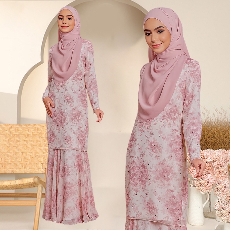 BAJU KURUNG MODEN Baju Kebarung Labuh kurung kedah sulam Floral Kurung ...