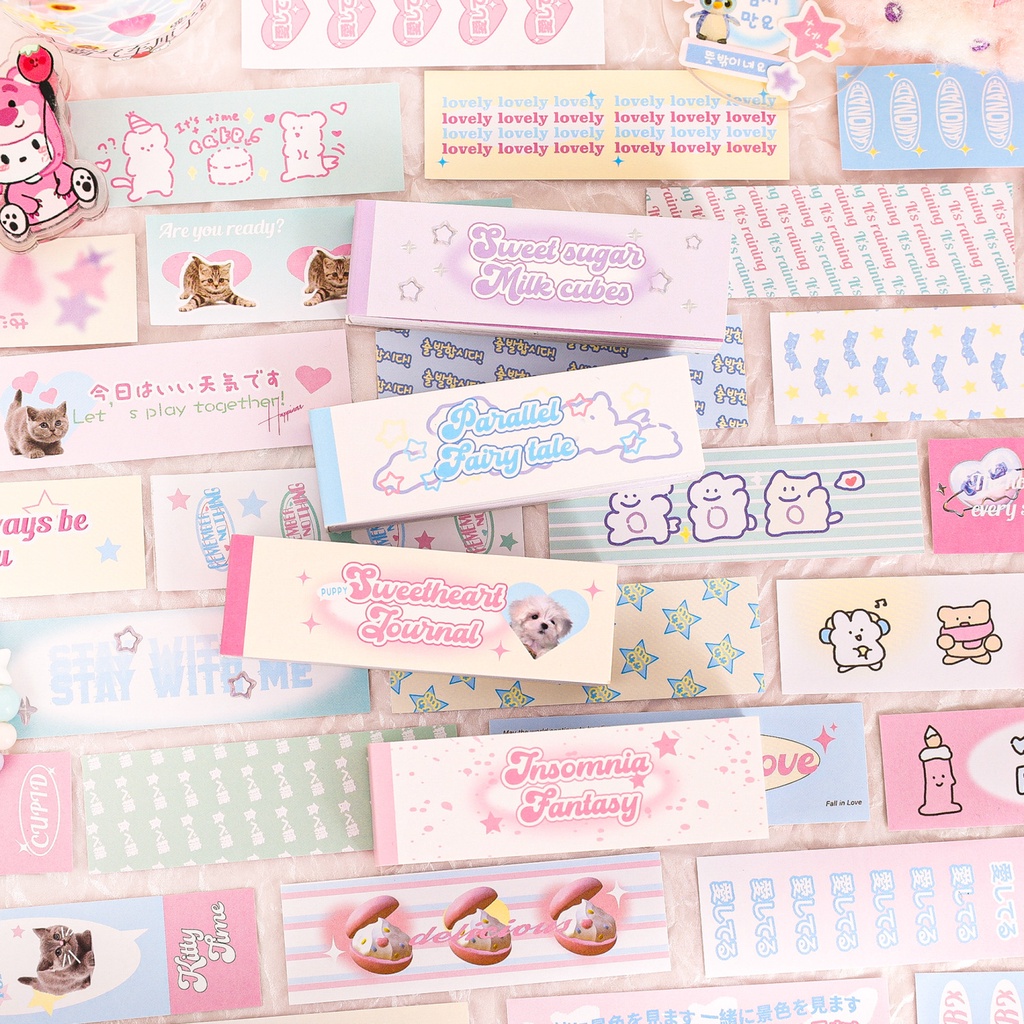Cdaily|50pcs Cute Long Stickers Illustration Small Animal Stickers ...