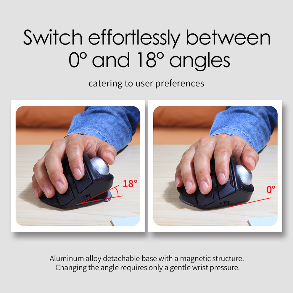 Ergonomic Wireless Trackball Mouse,Bluetooth Trackball Mouse Easy Thumb ...