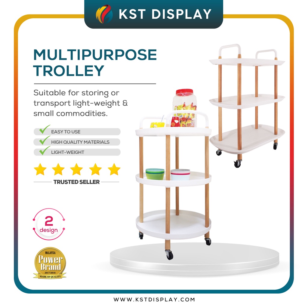 Multipurpose Storage Rack / Round And Square Trolley / Troli Roda 3 Tingkat | Shopee Malaysia