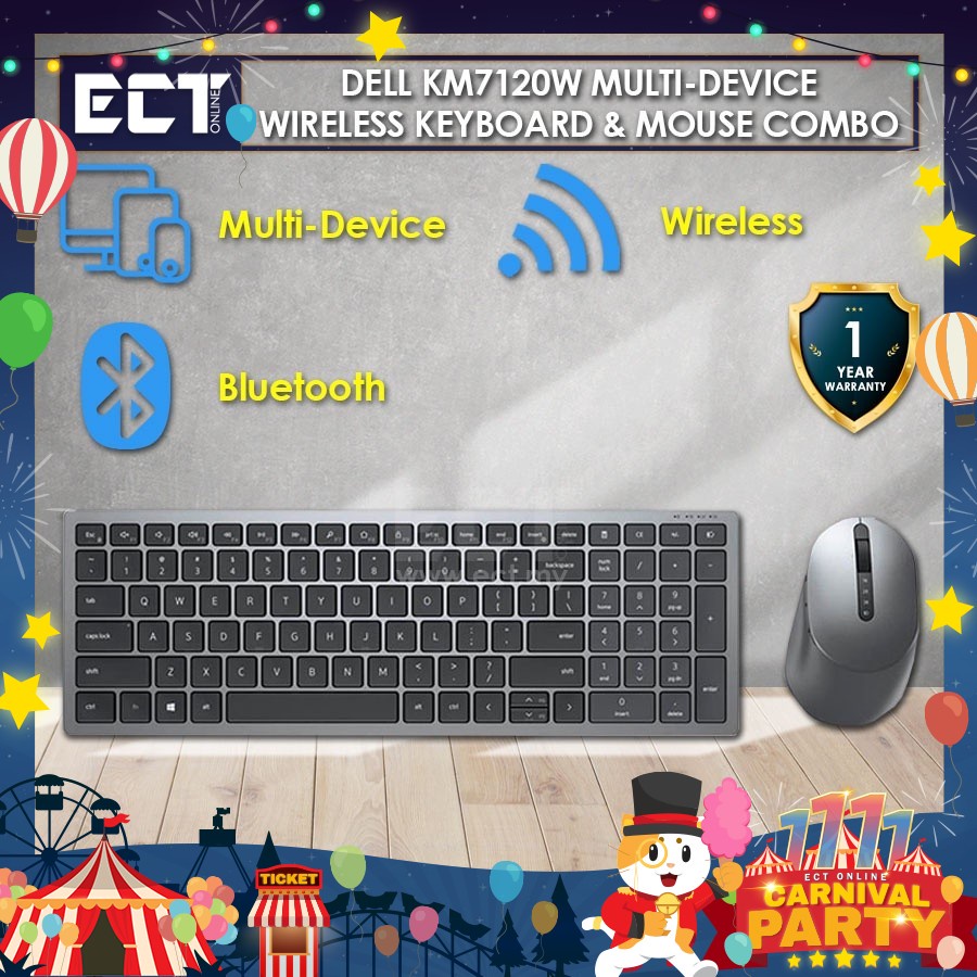 Genuine Dell KM7120W Multi-device Wireless Keyboard + Mouse (Combo ... Genuine Dell KM7120W Multi-device Wireless Keyboard + Mouse (Combo ...