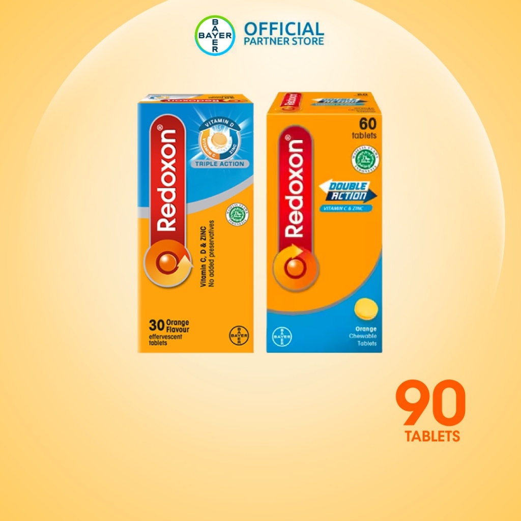 Redoxon Triple Action Effervescent Orange Tablets (30's) + Redoxon ...