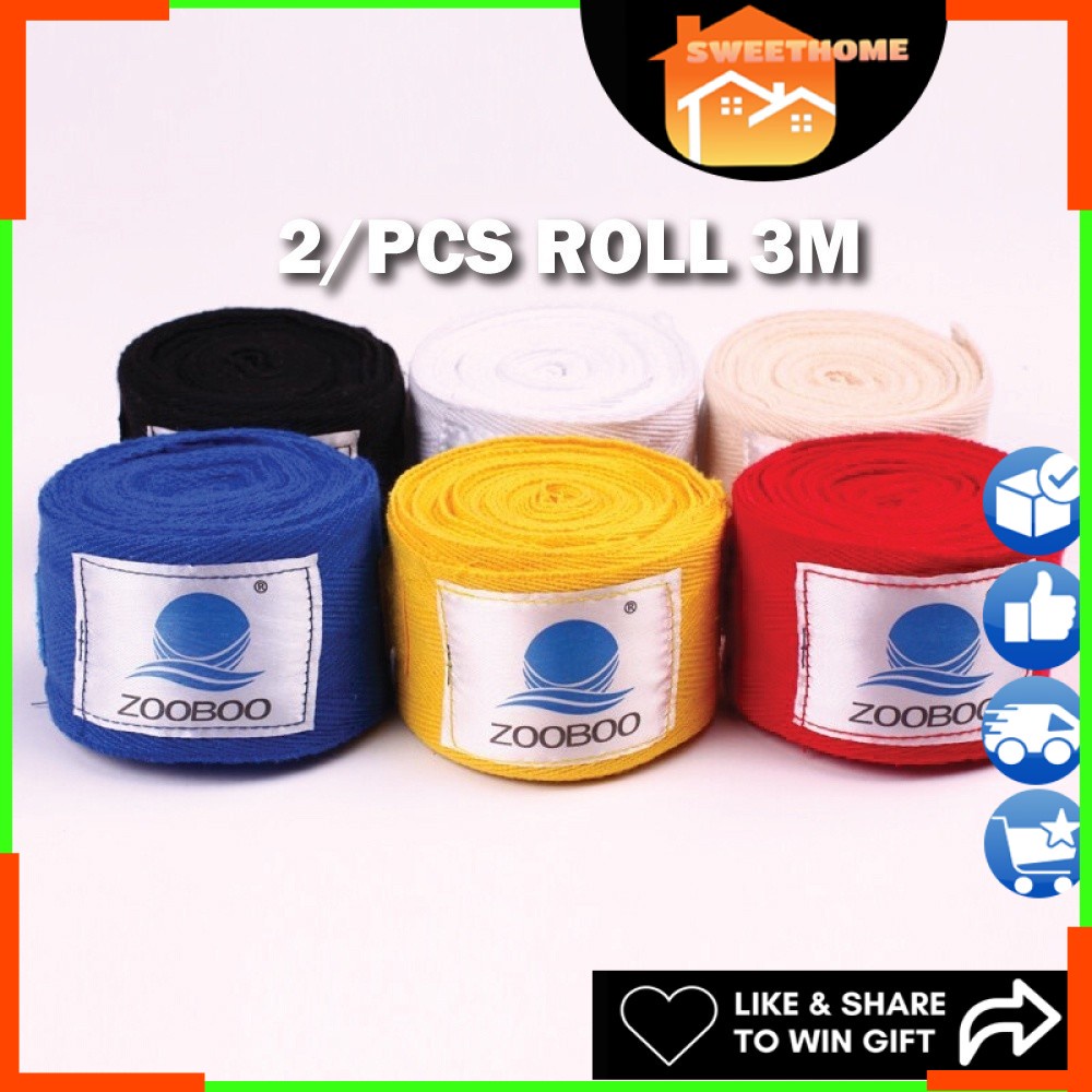 ZOOBOO 6 meters Cotton Sports Strap Boxing Hand Wraps Bandage Sanda ...
