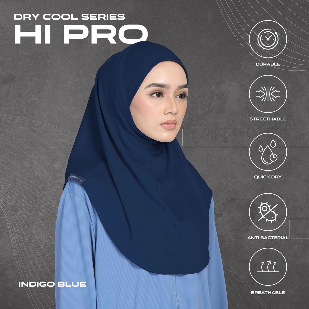 HiHijab- HiPro Dry Cool Collection Arabic Awning Sport Hijab Microfiber Tudung Hijab - Indigo ...