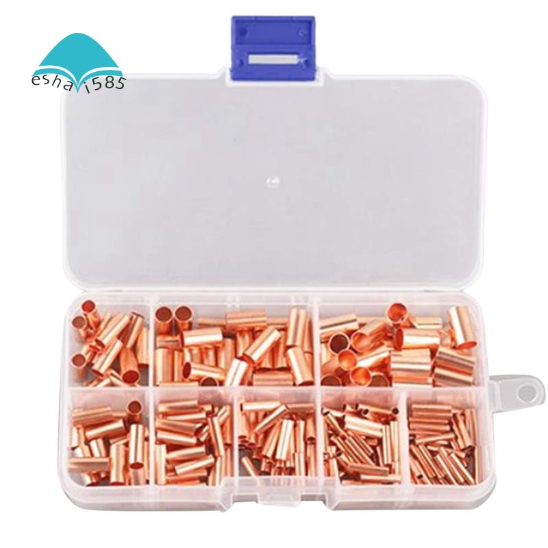 250Pcs GT Copper Connecting Pipe Wire Joint Small Copper Tube Terminal Cable Lug Bootlace ...