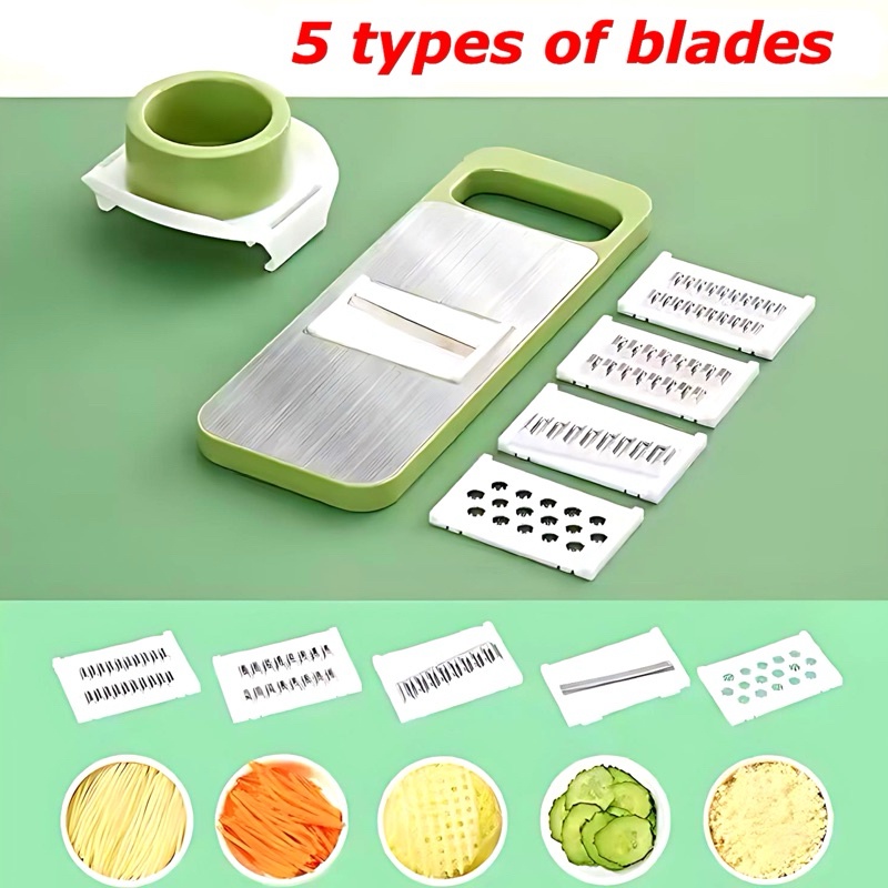5 Types Of Blades Stainless Steel Kitchen Vegetable Slicer Adjustable ...