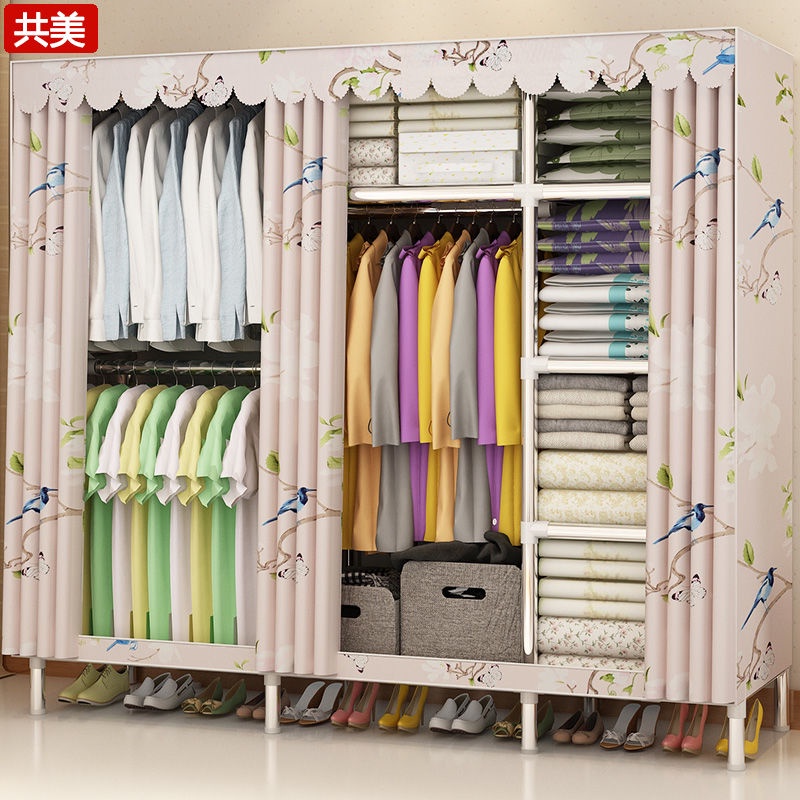 Simple Cloth Wardrobe Fabric Steel Pipe Bold Reinforced Wardrobe Simple ...