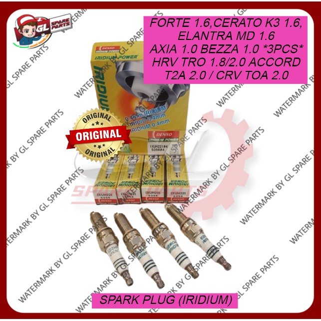 ORIGINAL DENSO IRIDIUM SPARK PLUG PERODUA AXIA BEZZA 1.0 FORTE 1.6 ...