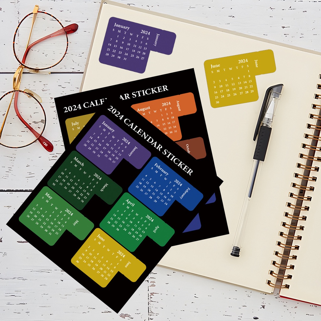 2024 Monthly Notes Notebook Tabs Office Calendar Sticker Labels Decal ...