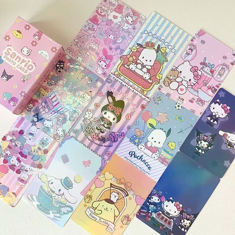 50Pcs/Set Sanrio HelloKitty Kuromi Cinnamoroll Lomo Flash Laser Cards ...