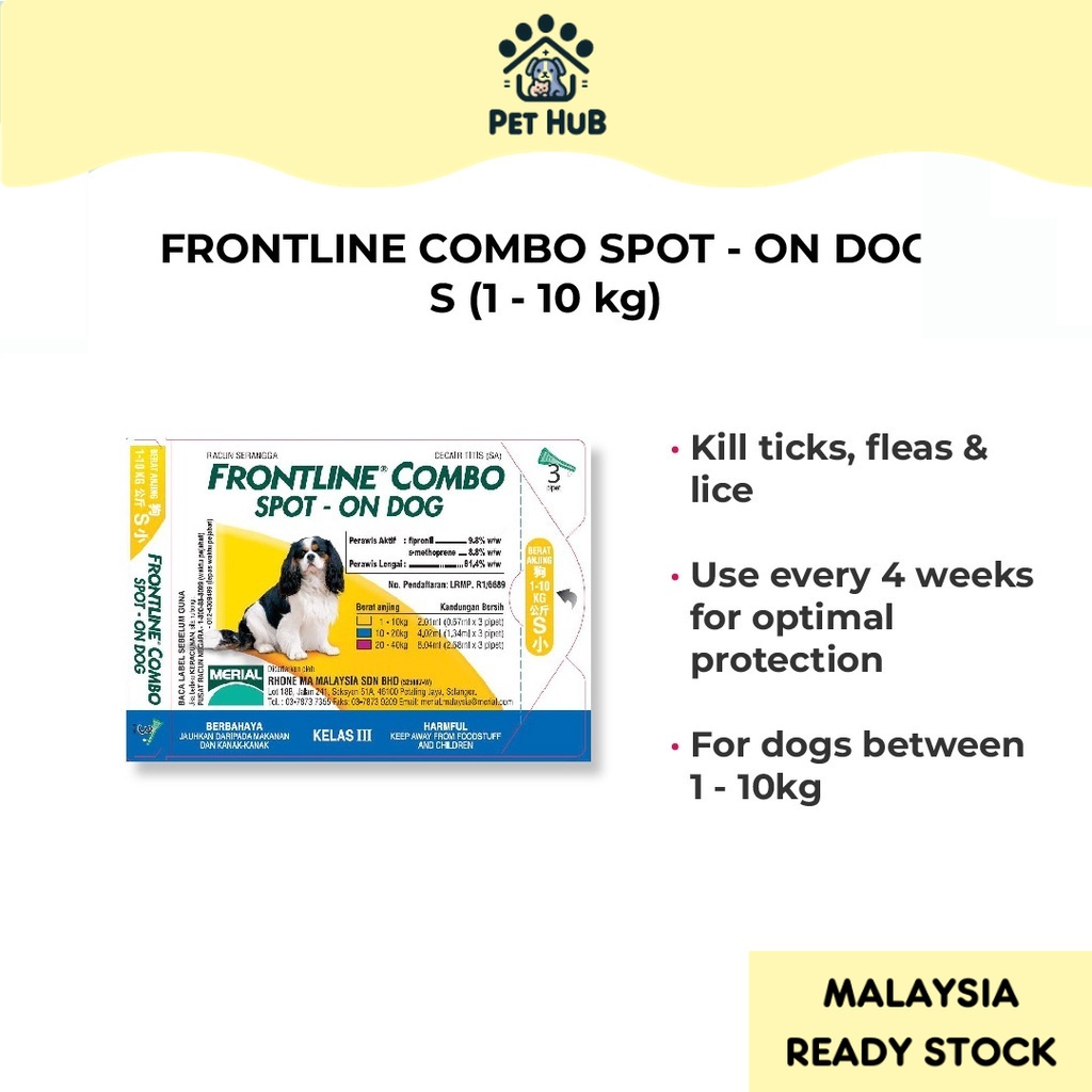 Frontline Combo Spot On Dog (S) Small Dog 1kg-10kg | 3 Tubes In A Box ...
