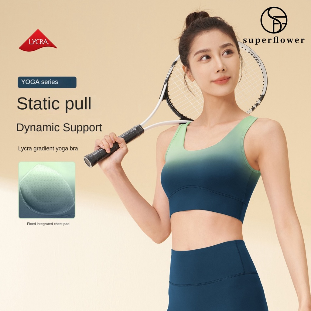 SUPERFLOWER Lycar Gradient Yoga Sports Bra with High Elasticity and ...