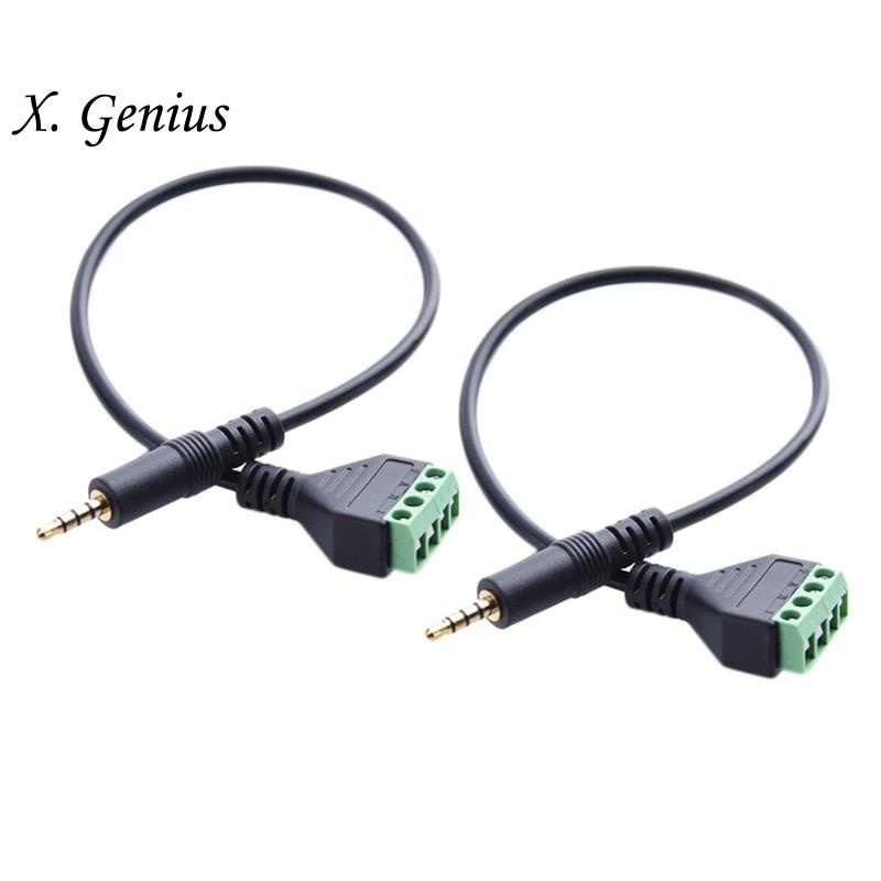 2X 3.5mm Screw Terminal Adapter Speaker Cable 4-Core Stereo TRRS Male ...