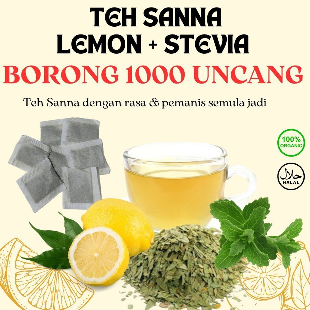 Borong 1000 Uncang Teh Sanna Lemon Dengan Stevia | Organic Detox ...