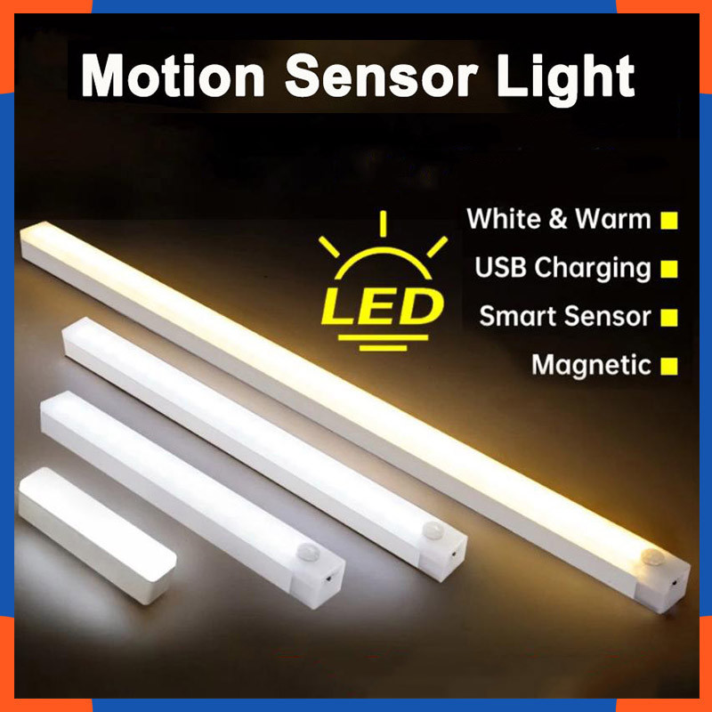 Motion Sensor Light Strip Wireless Magnetic Lampu LED Wardrobe Cabinet ...
