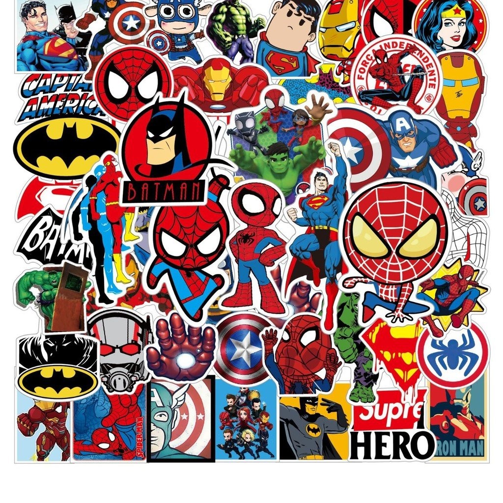 50 Sheets Hero Marvel Stickers DC Anime Cartoon Personality, Body ...
