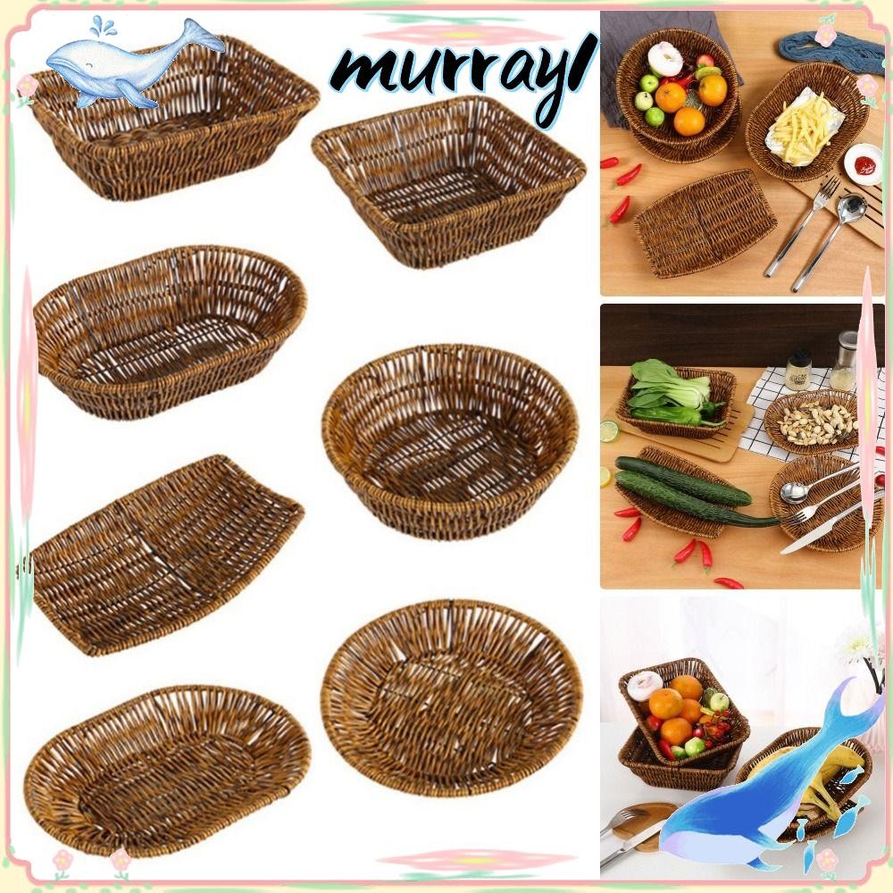 MURRAY1 1Pcs Handwoven Rattan Basket, Fruit Vegetable Cake Wicker ...