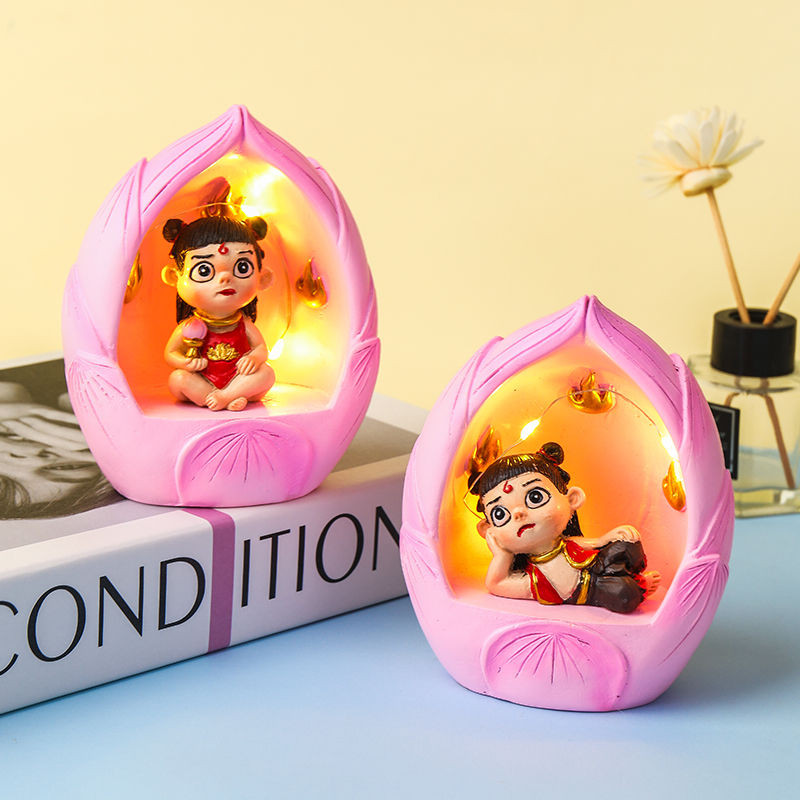 2025 New Style Nezha Lotus Night Light Girl Bedroom Cartoon Decoration ...