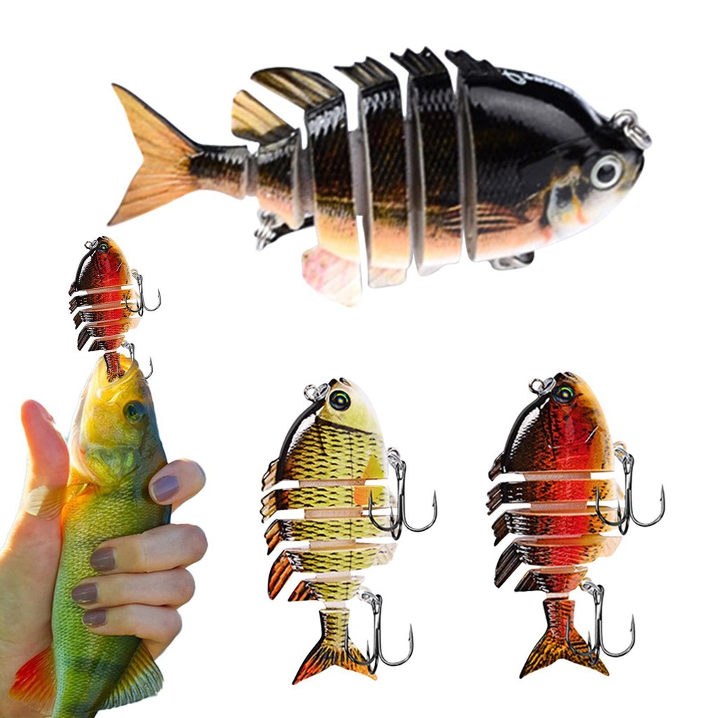 Jointed Swimbaits 3 Pieces Realistic Fish Lure Kit with Treble Hooks ...