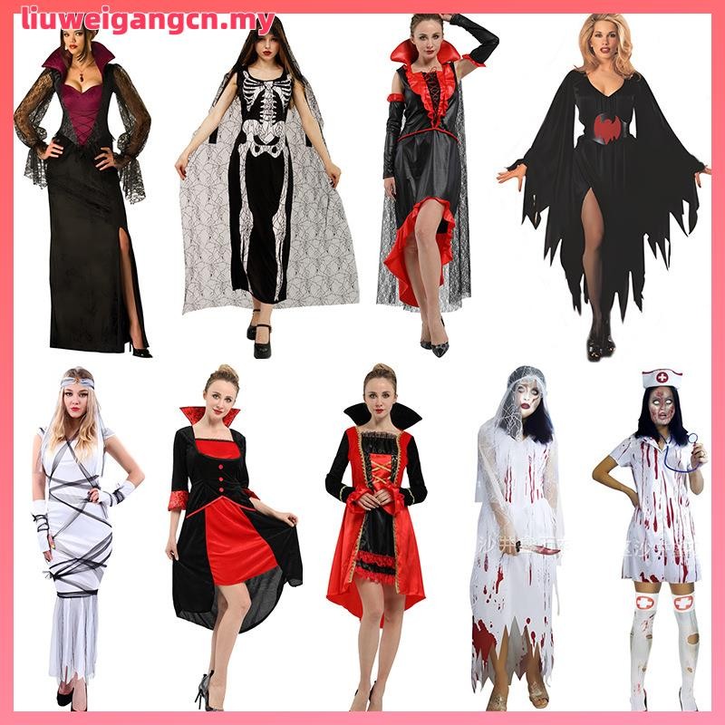 Ready Stock Woman Ghost Bride Costume White Bloody Lace Long Nurse ...