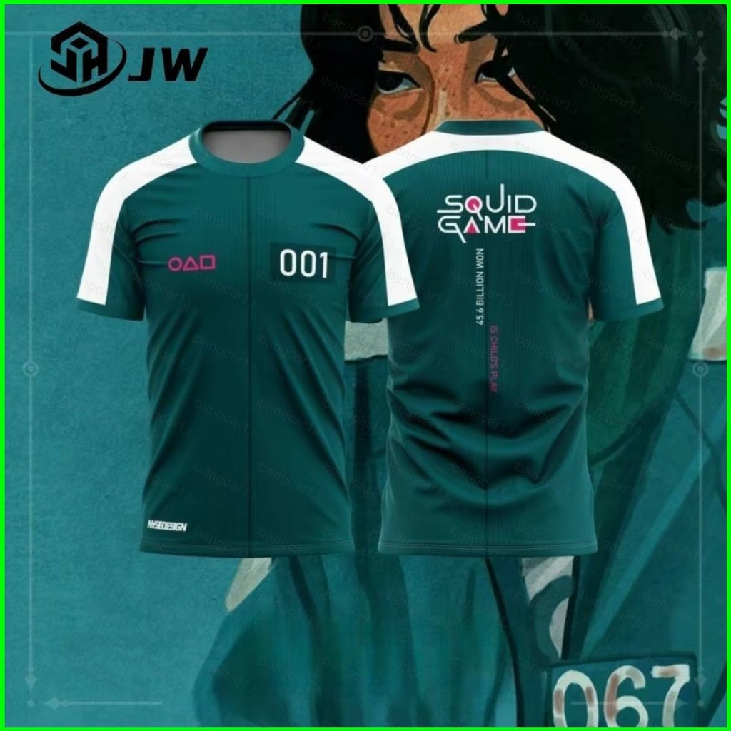 YB Squid Game number 001 girls gift T-shirt short sleeve top anime ...