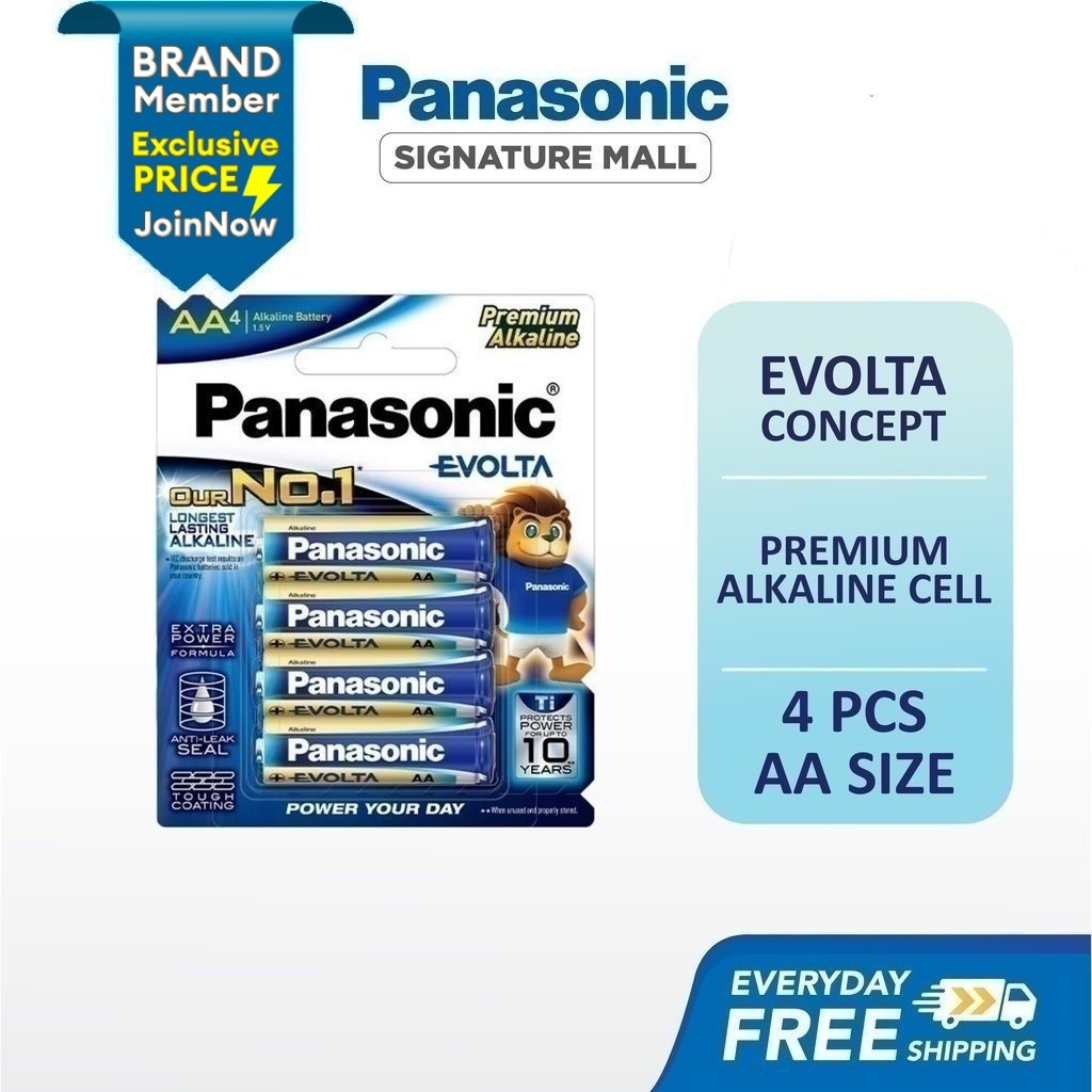 PANASONIC 1xSET FREE SHIPPING LR6EG/4B-EC Evolta Battery AA SIZE 4PCS Alkaline Battery Extra ...