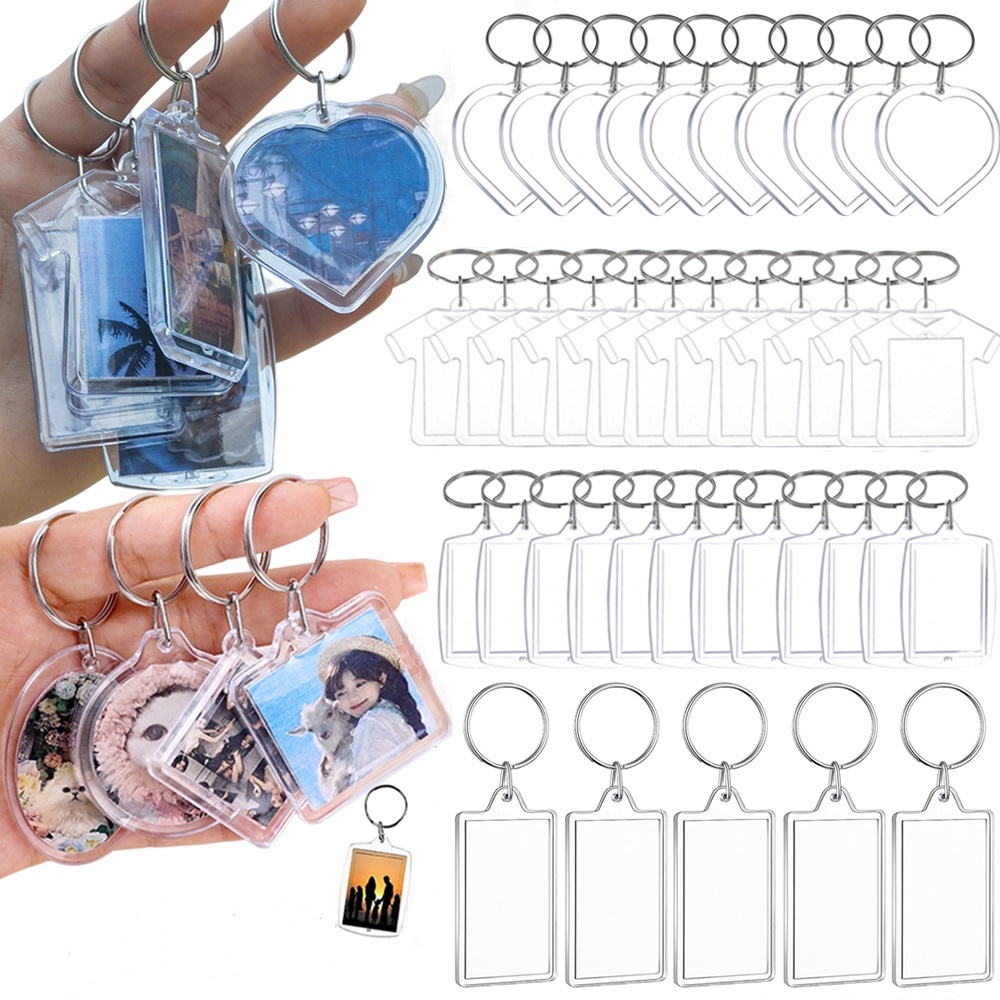 DIY Clear Insert Photo Split Key Ring Frame Key Chains / Personalized ...