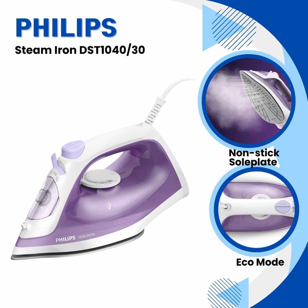 Philips 1000 Series Steam Iron with Non-Stick Soleplate (DST1040/30 ...