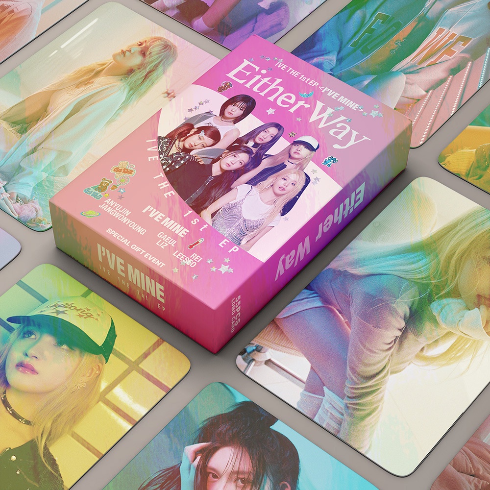 50-55pcs IVE Hologram Laser Lomo Cards THE 1ST EP MINE Either Way Album ...