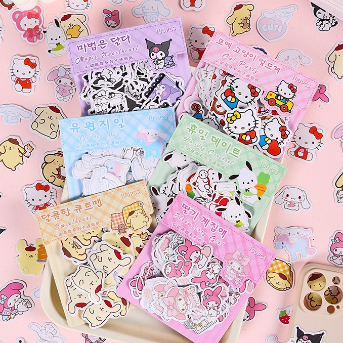 100pcs My Melody Kuromi Hello Kitty Stickers for Kids Girls DIY Laptop ...