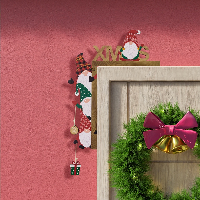 Christmas Door Corner Frame Decoration, Wooden DIY Stitching Creatives ...